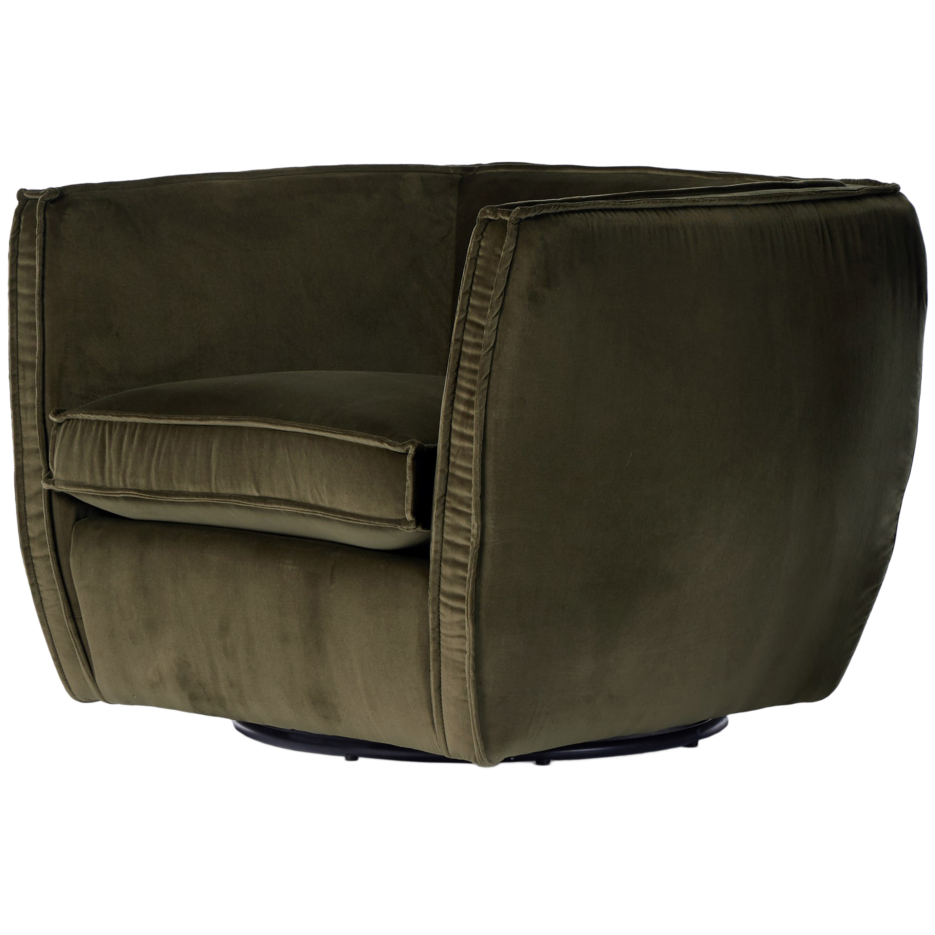 Bella Velvet Swivel Chair, Olive | One Kings Lane