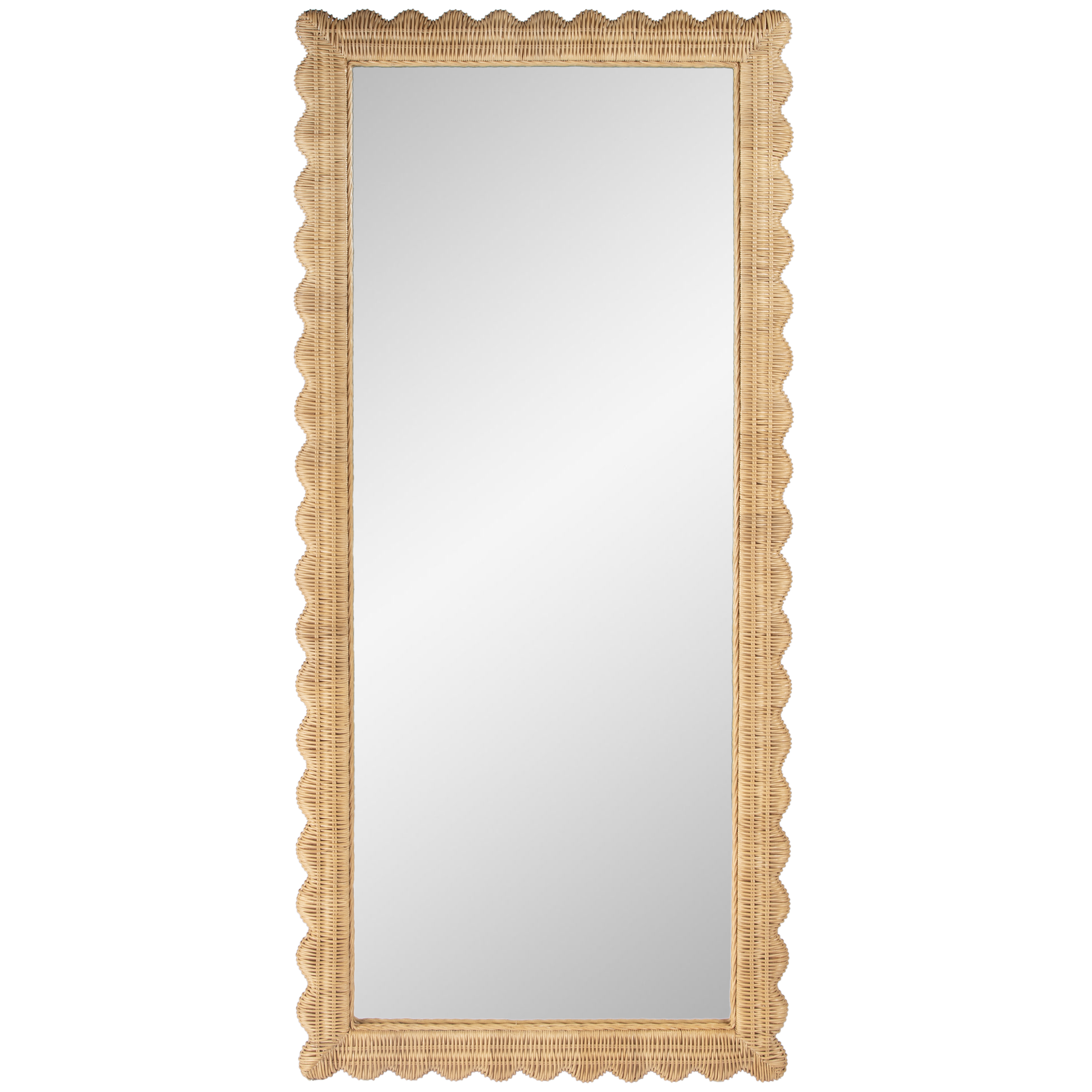 Sunny Scallop Rattan Floor Mirror, Natural | One Kings Lane