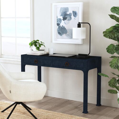 Kos Raffia 2-Drawer Desk - Blue — Planner 5D