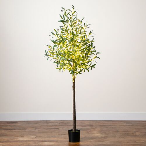 6ft. Lighted Artificial Olive Tree - Green — Planner 5D