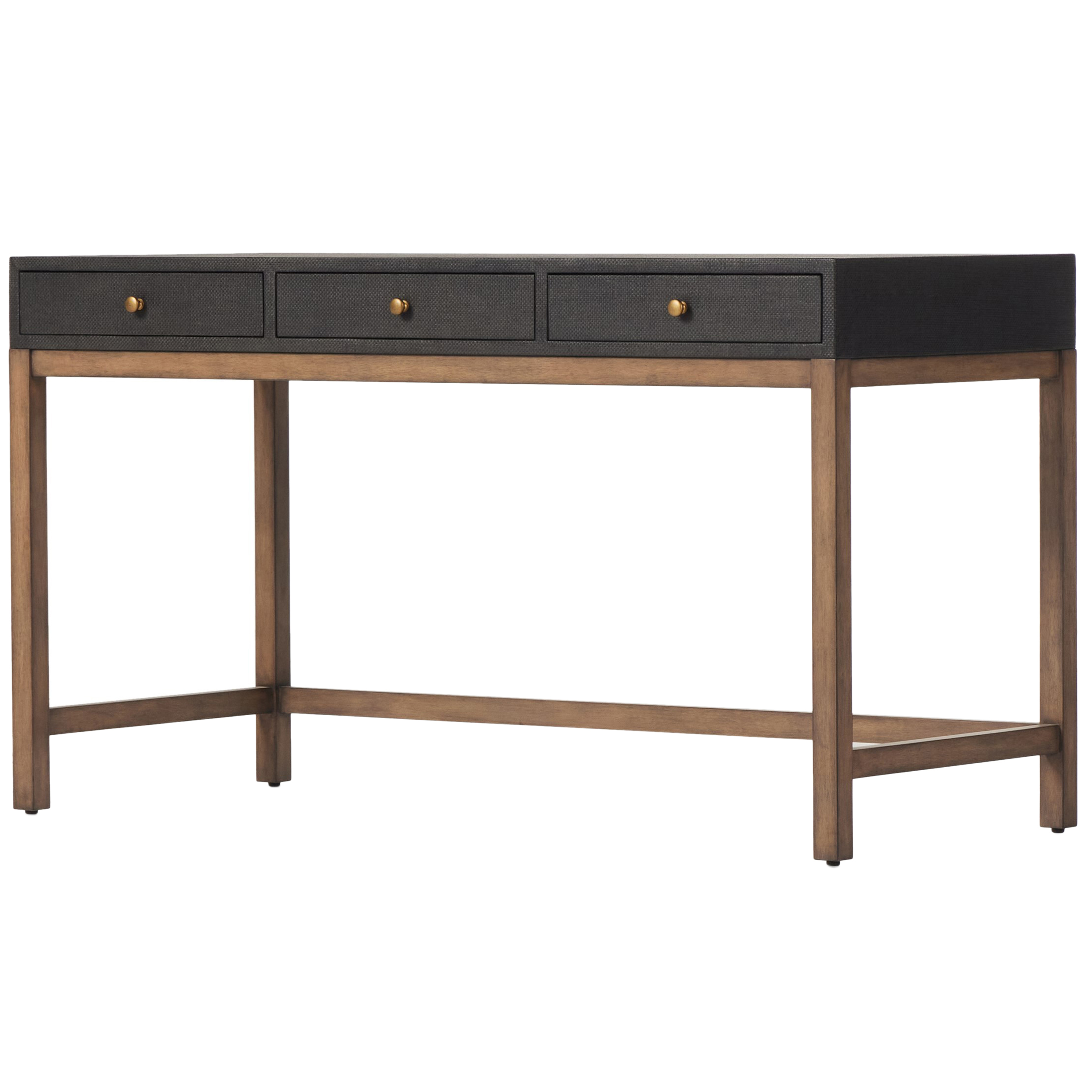 Pasco 3-Drawer Desk, Black Raffia | One Kings Lane