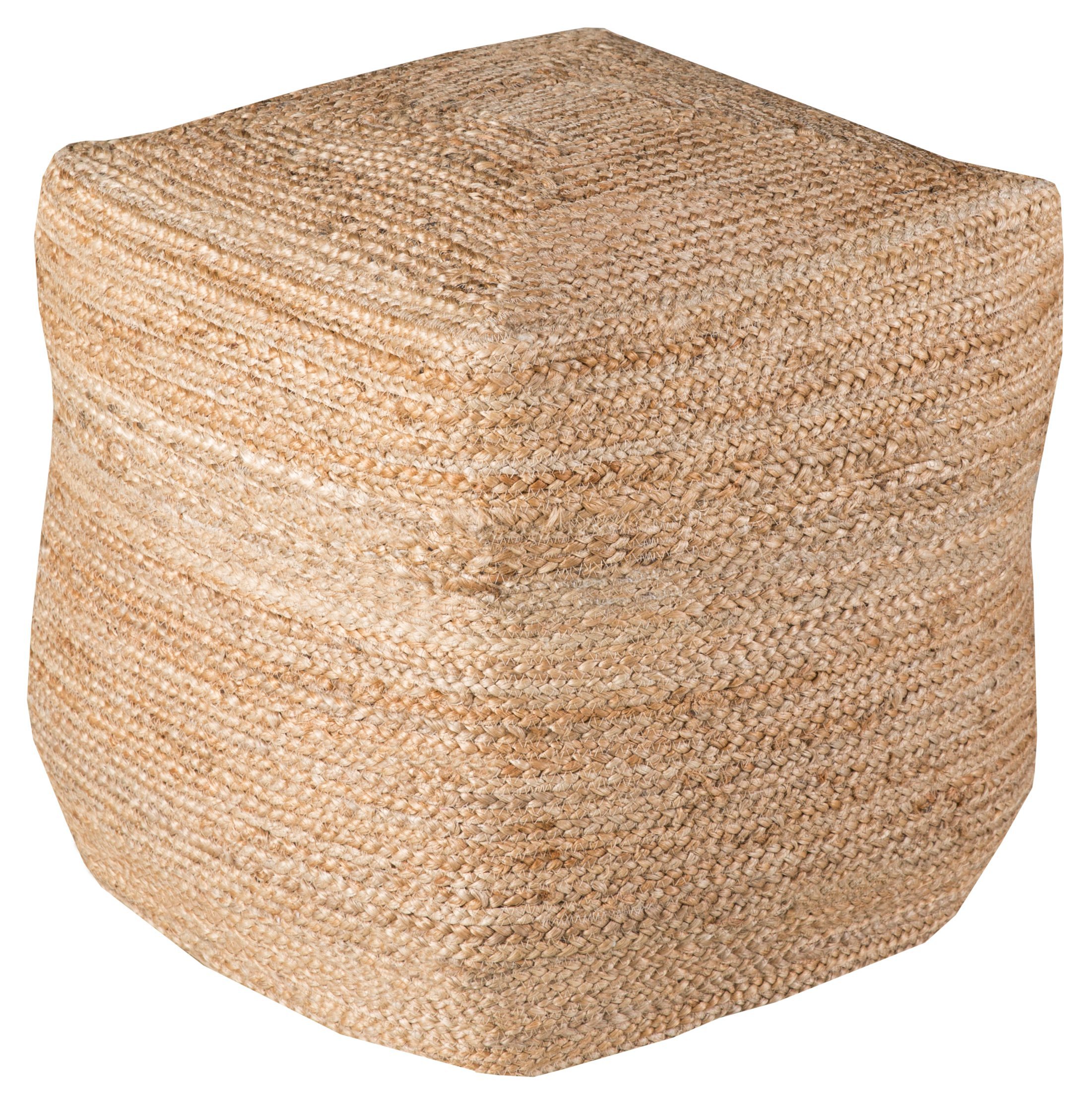 Teddy Woven Cube Pouf, Jute | One Kings Lane
