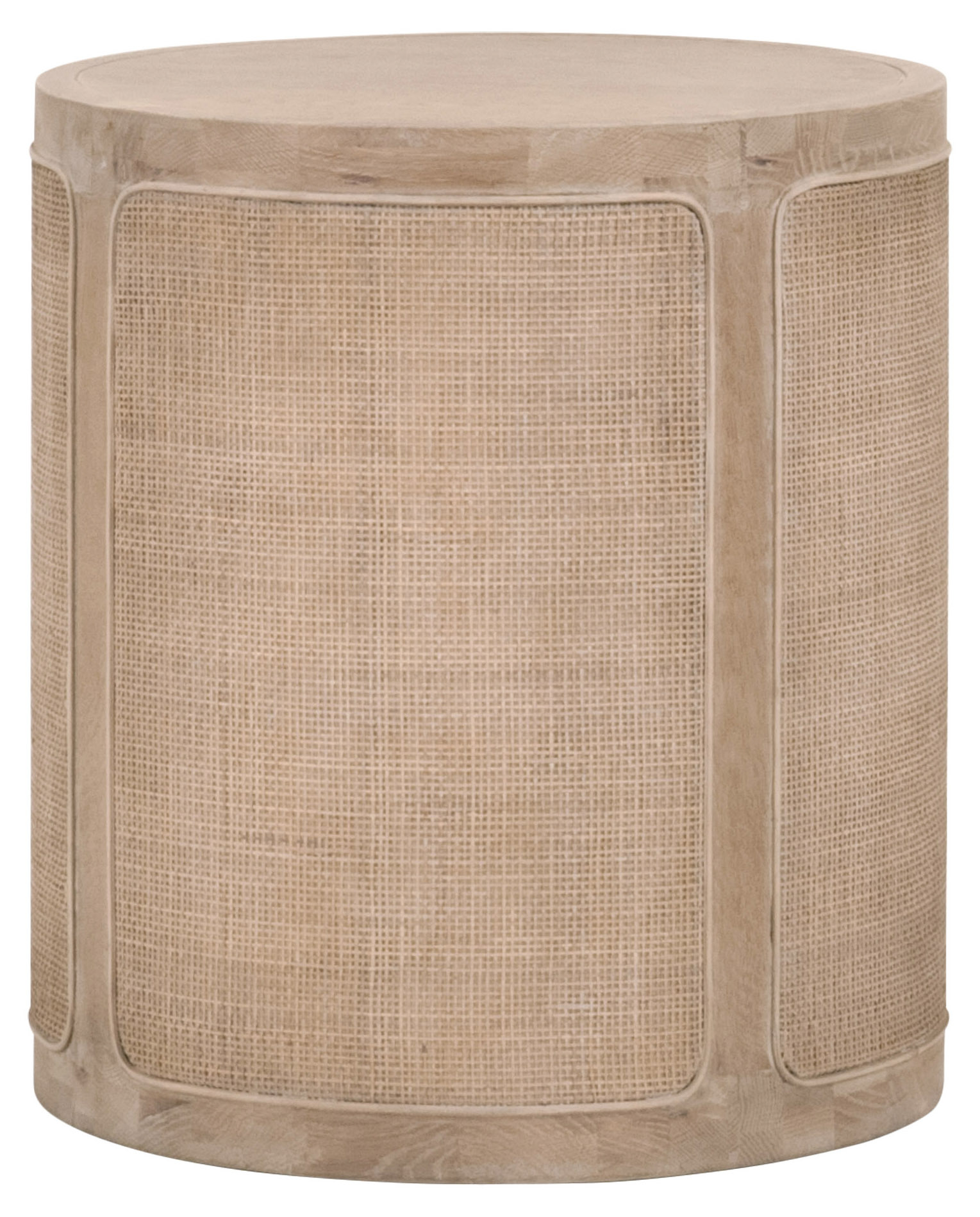 Maverick Round Cane Side Table, Smoke Grey Oak | One Kings Lane