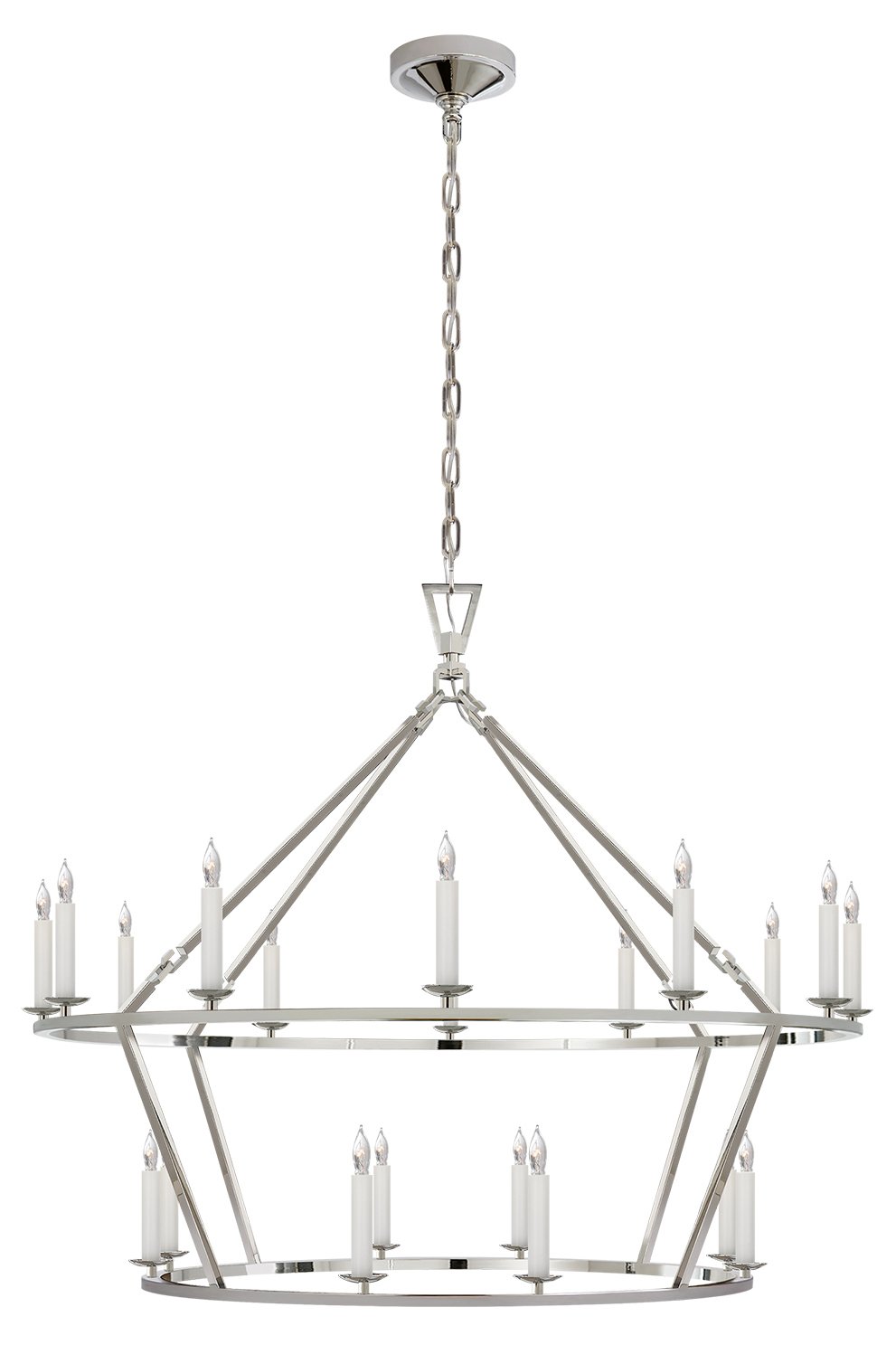 Darlana Large Two-Tiered Ring Chandelier, Polished Nickel | One Kings Lane