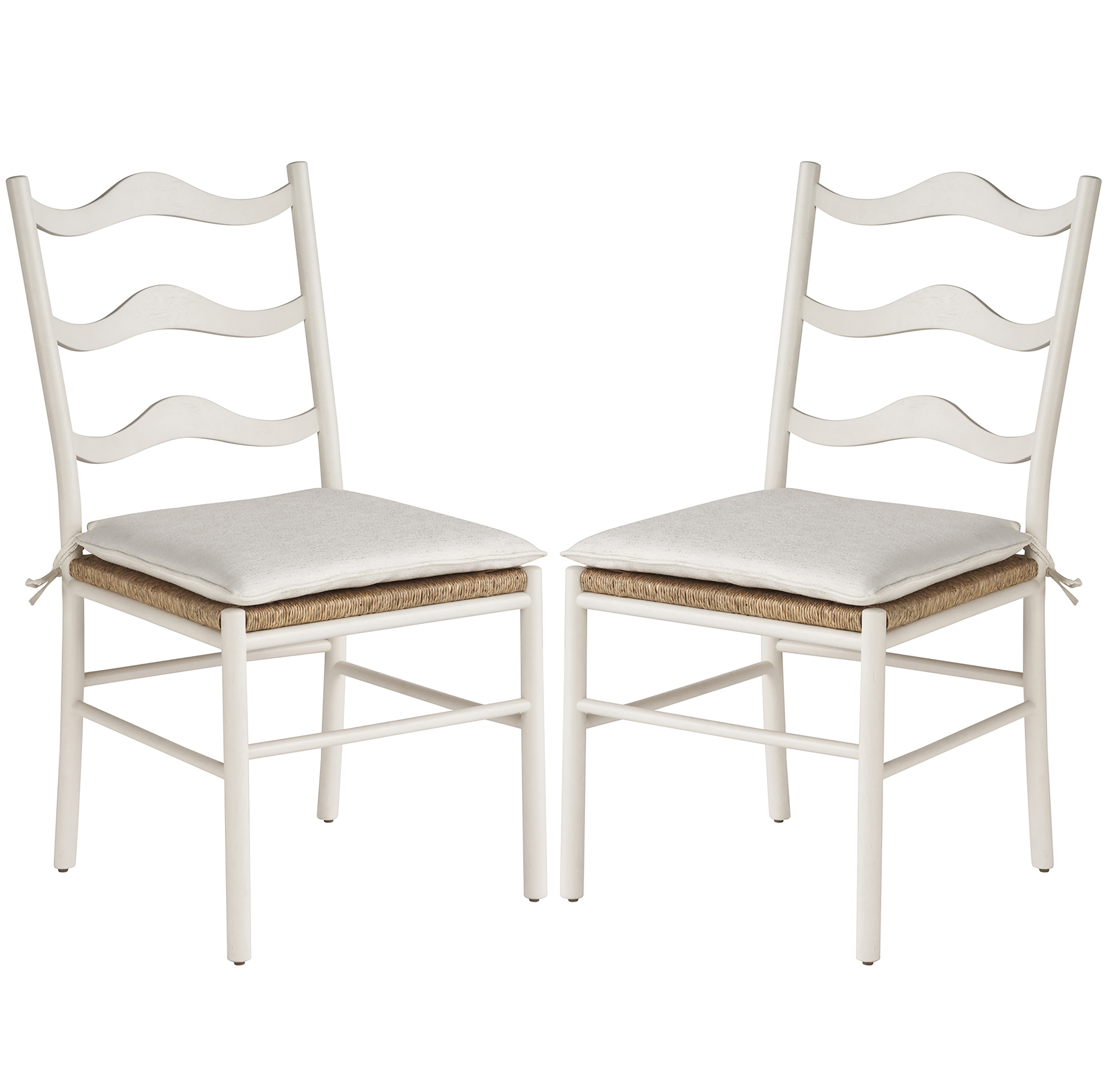 S/2 Coastal Living Marino Wavy Side Chairs, Sea Salt/Snow | One Kings Lane