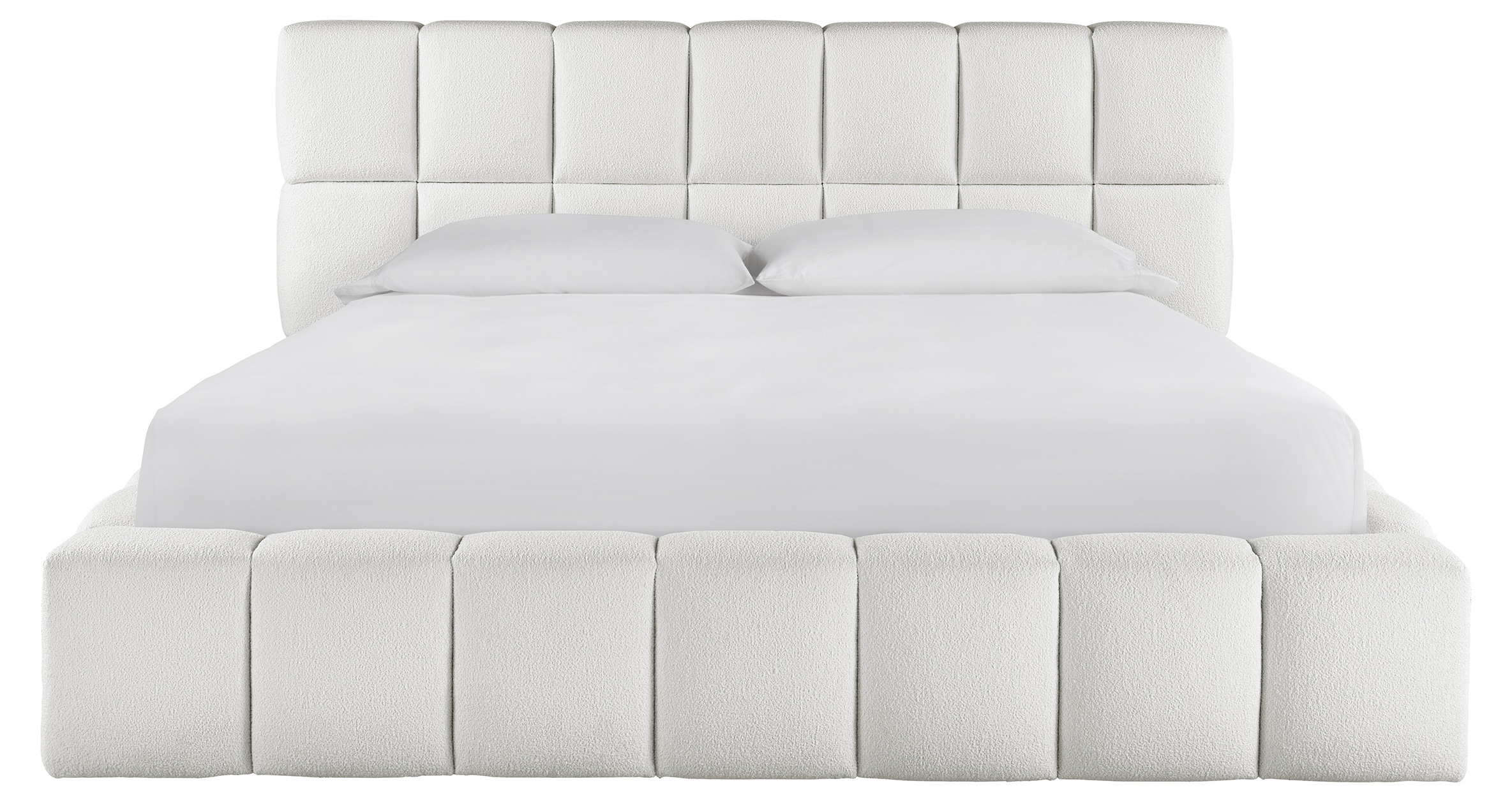 Avani Upholstered Platform Bed, White Boucle | One Kings Lane
