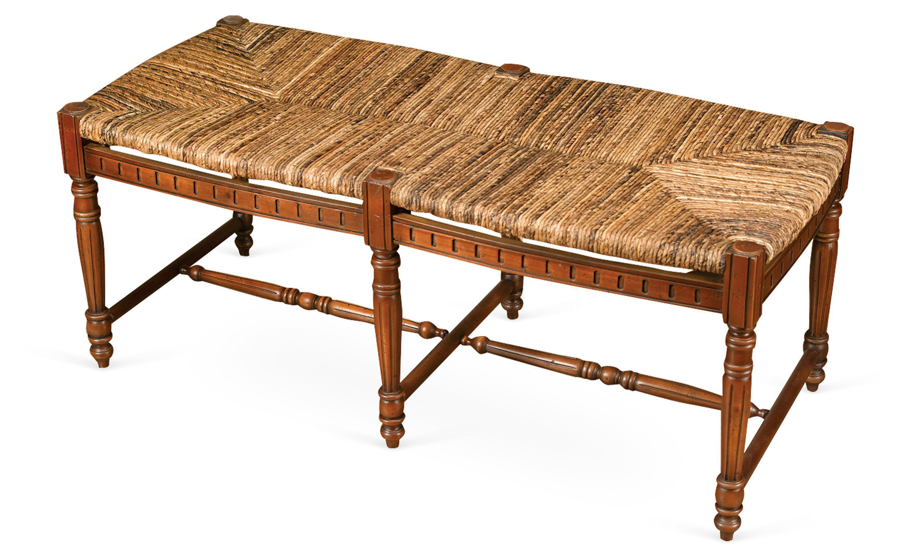 Betsy 51" Colonial Bench, Walnut/Jute | One Kings Lane