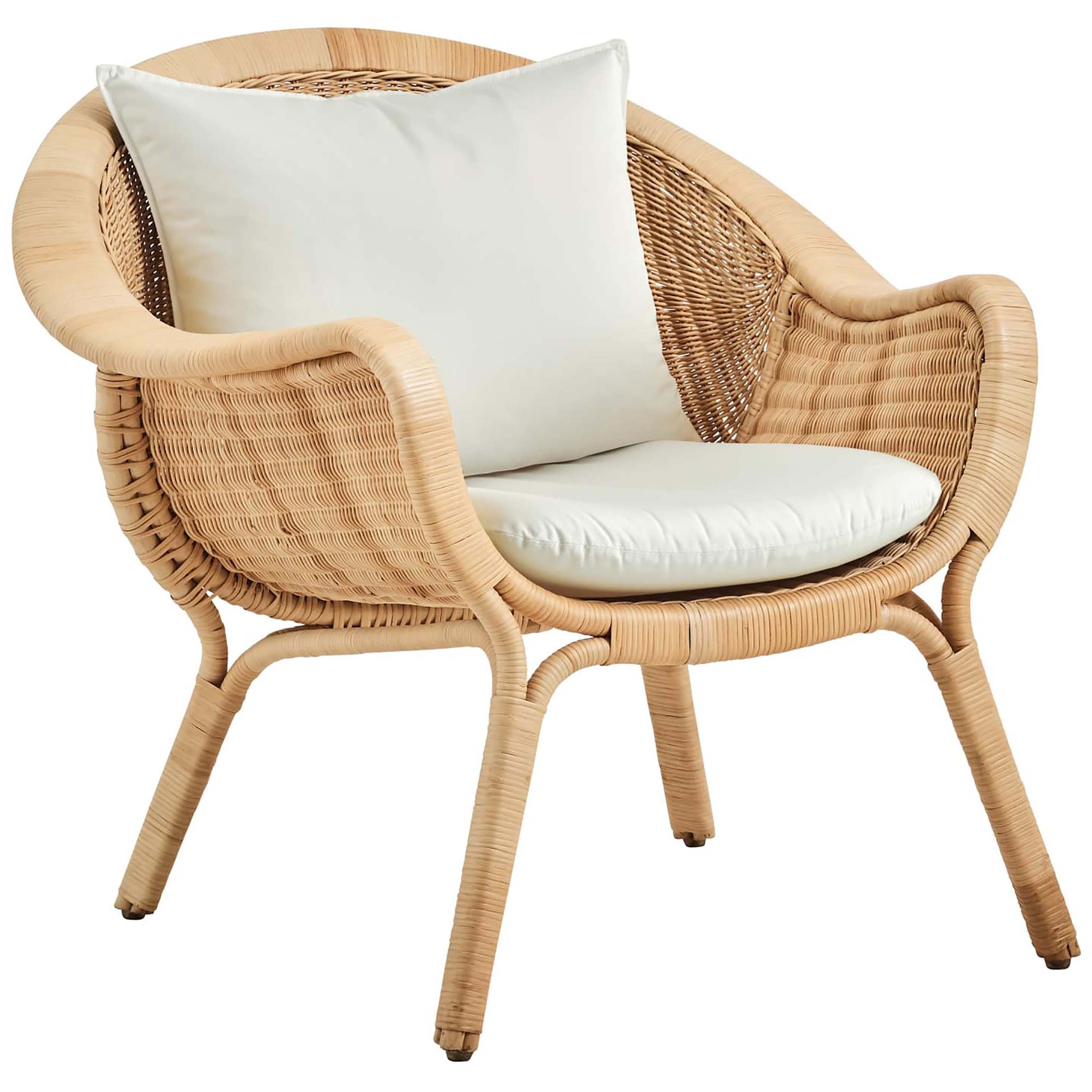 Madame Rattan Lounge Chair, Natural/White | One Kings Lane