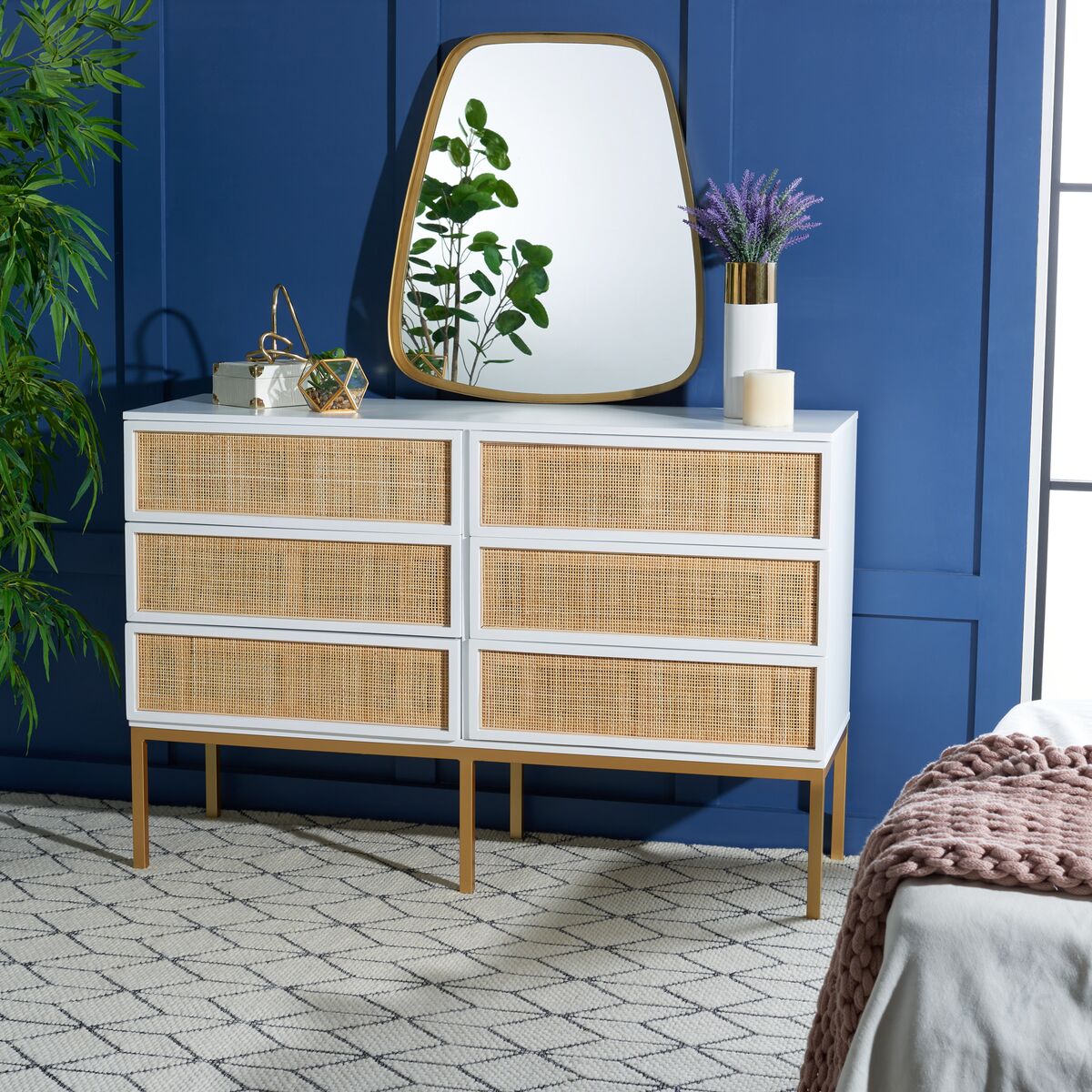 White and cane dresser store