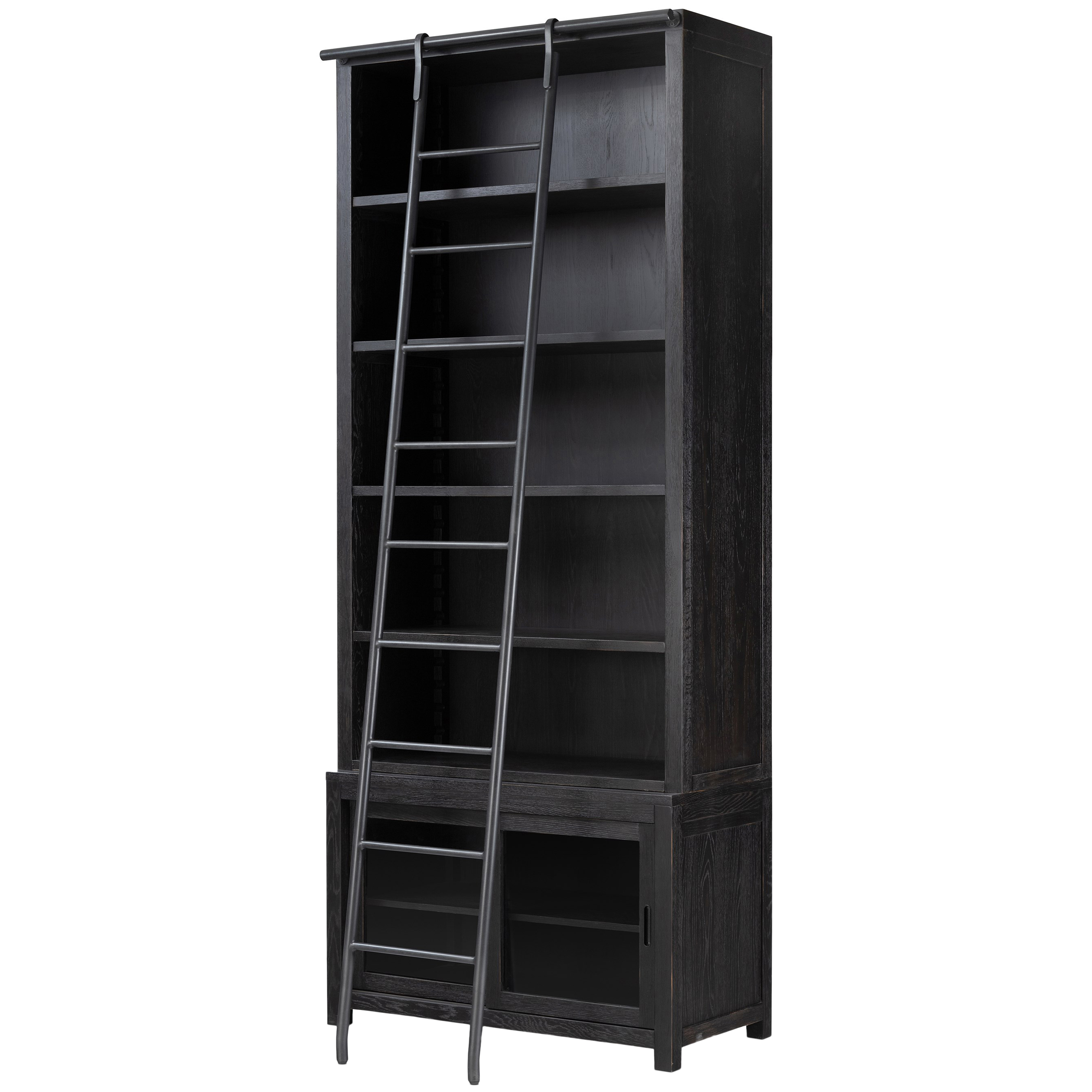 Harriett Bookcase & Ladder, Worn Black | One Kings Lane