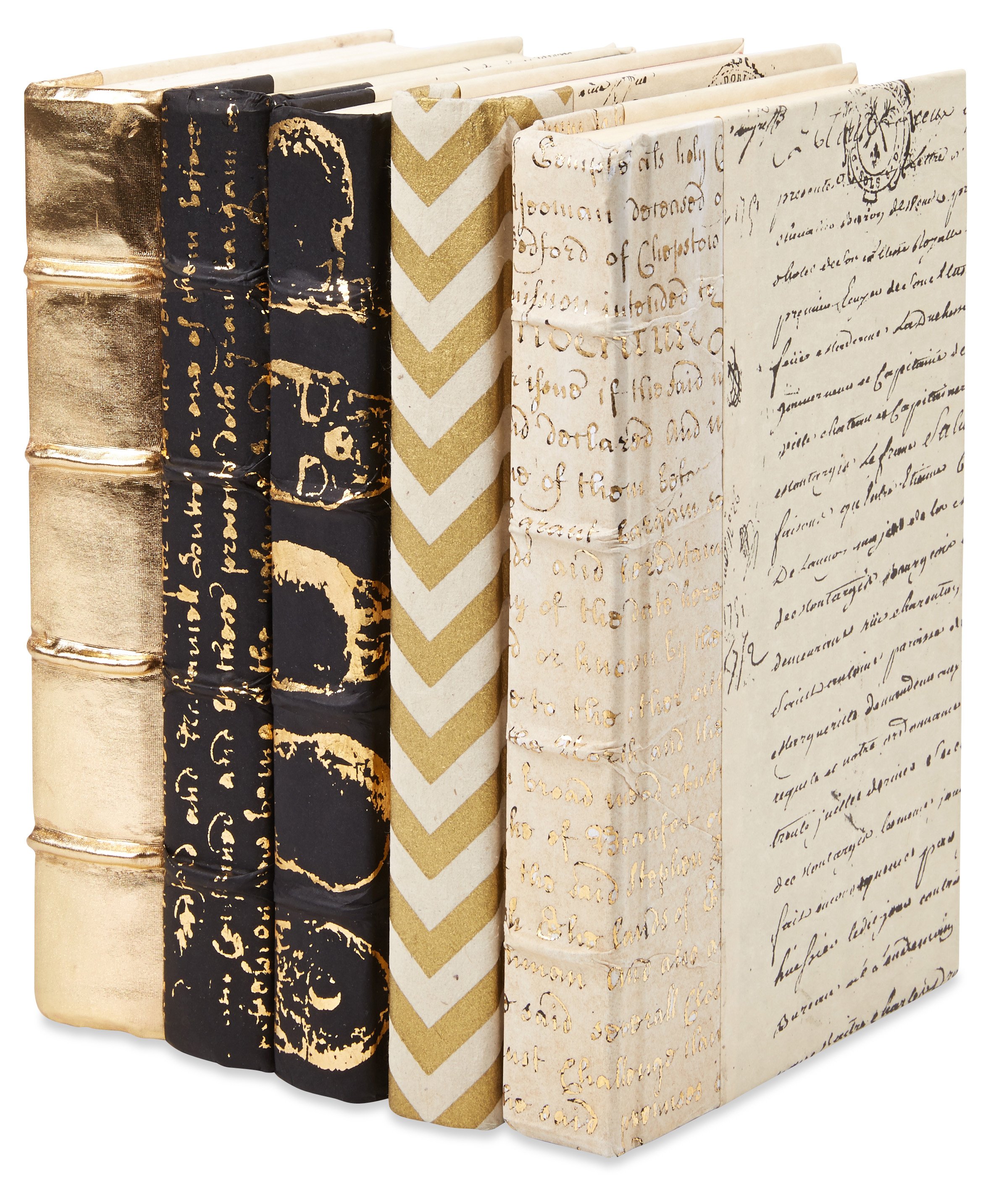 S/5 Designer Decorative Books, Gold | One Kings Lane