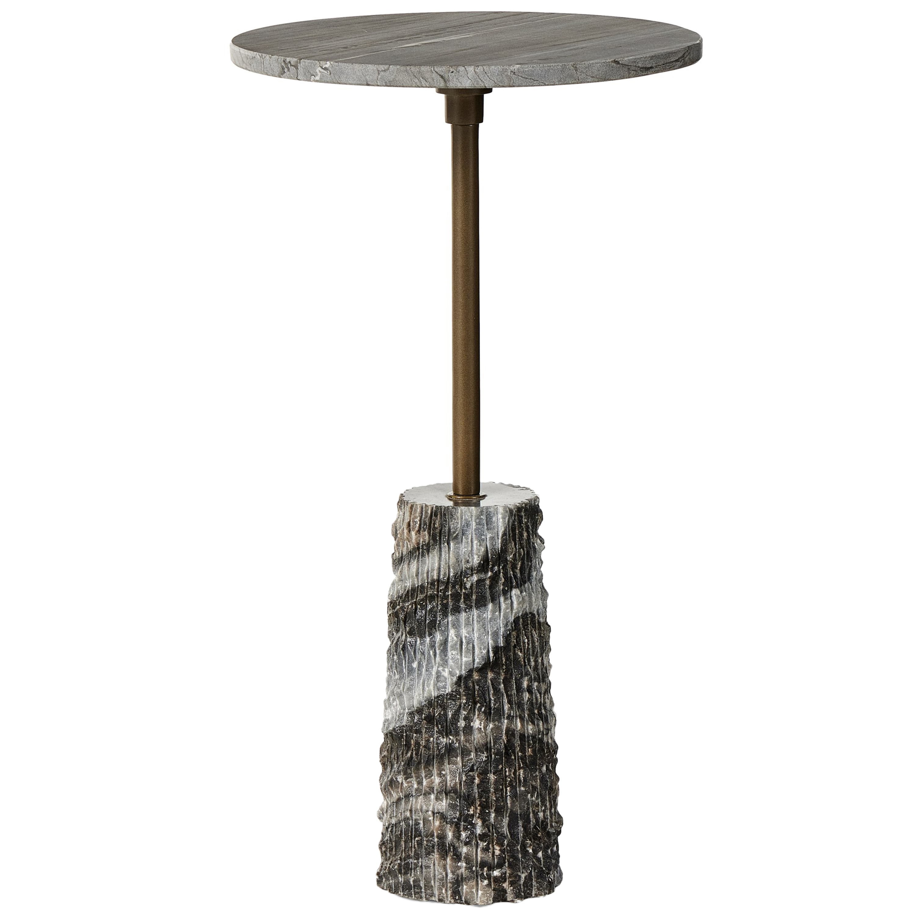 Lexi Drink Table, Ribbed Ebony Marble/Brass | One Kings Lane