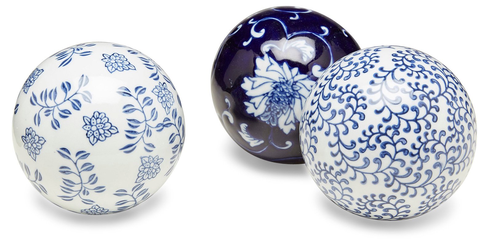 Asst. of 3 Floral Orbs, Blue/White | One Kings Lane