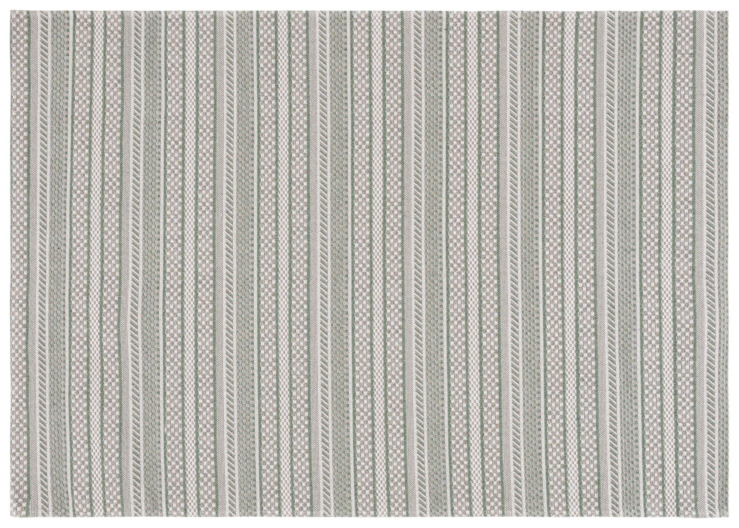 Boho Stripe Rug, Green/Ivory | One Kings Lane
