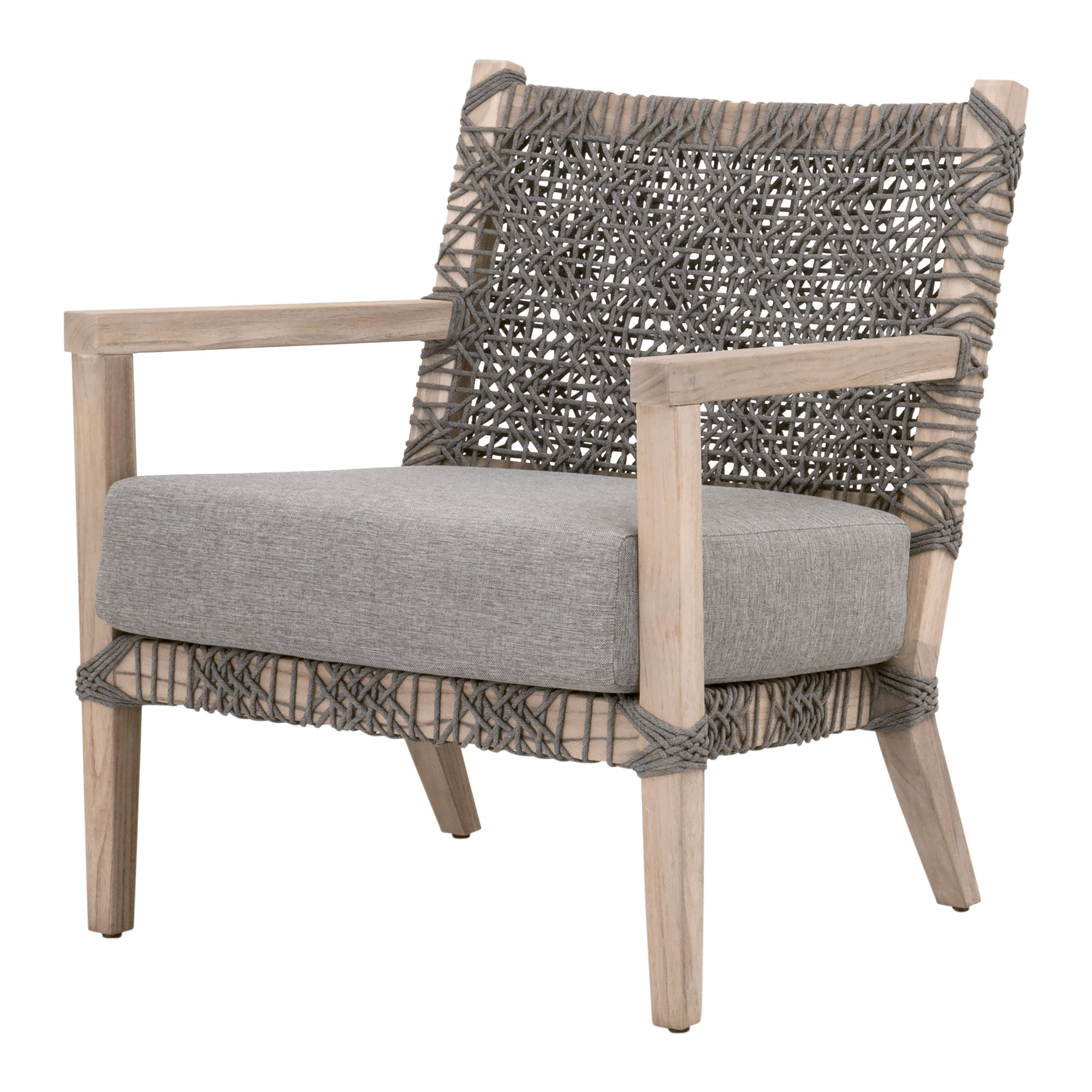 Marcel Outdoor Rope Lounge Chair, Performance Dove/Gray Teak | One ...