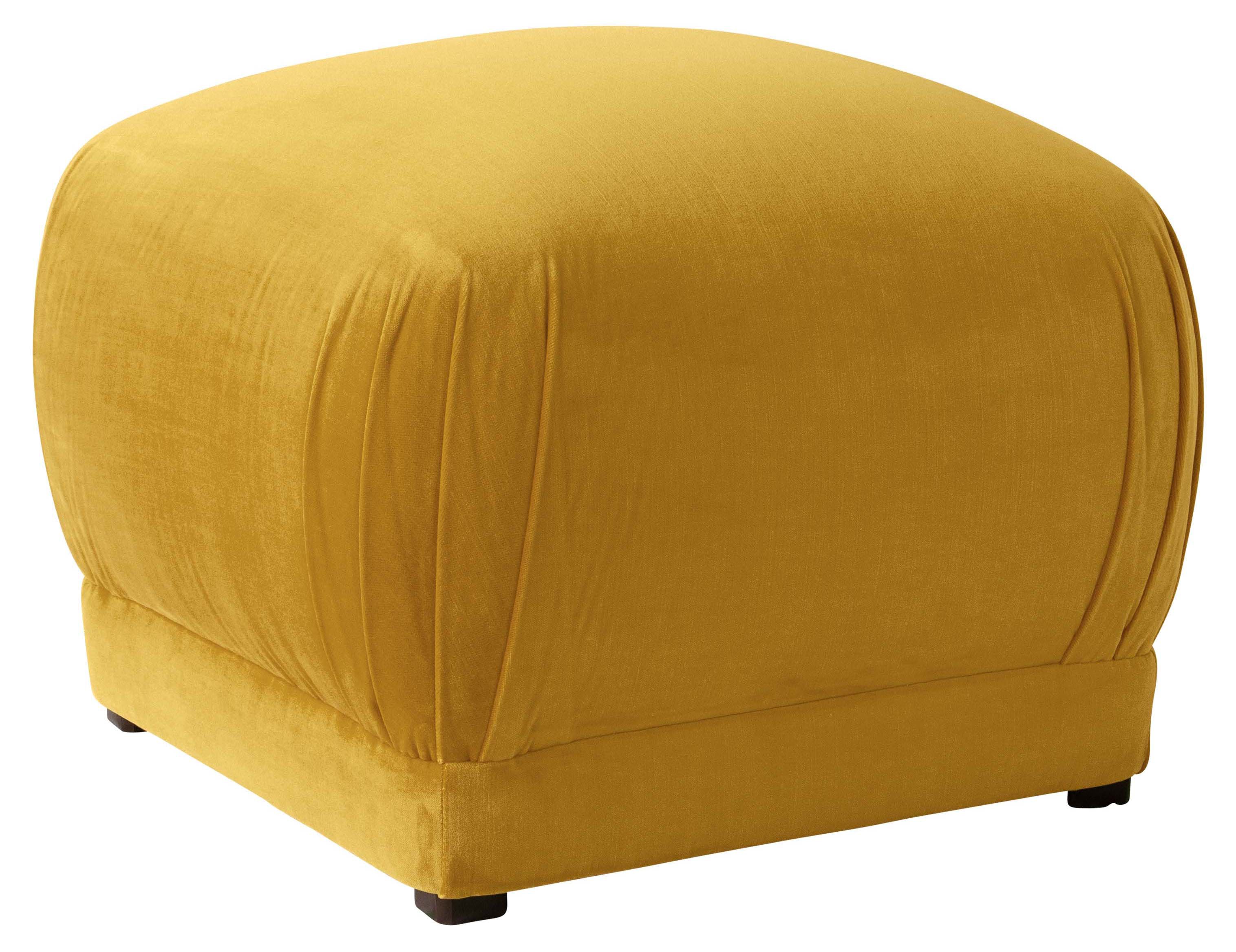 Yellow velvet pouffe store