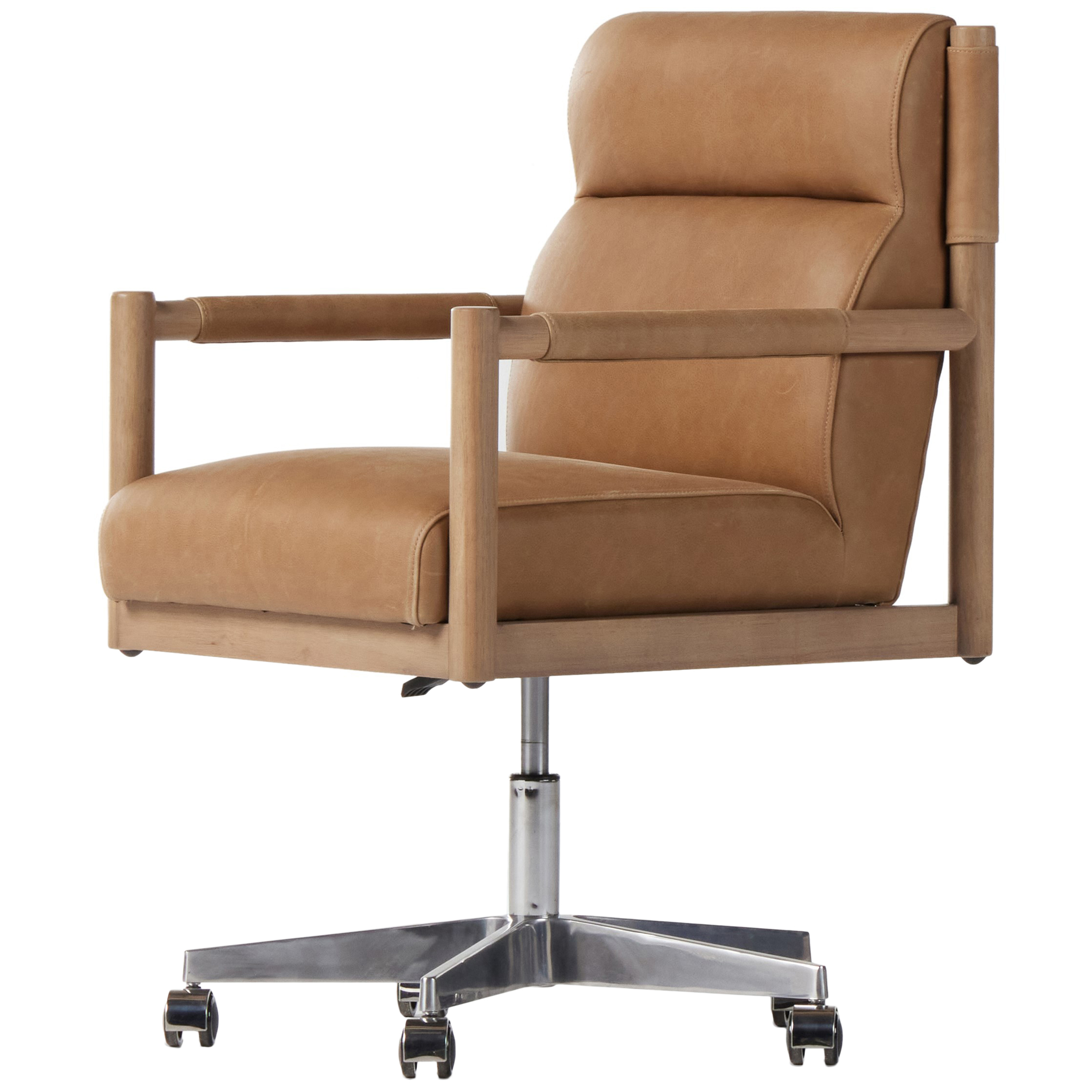 Geneva Desk Chair, Natural/Palermo Leather | One Kings Lane