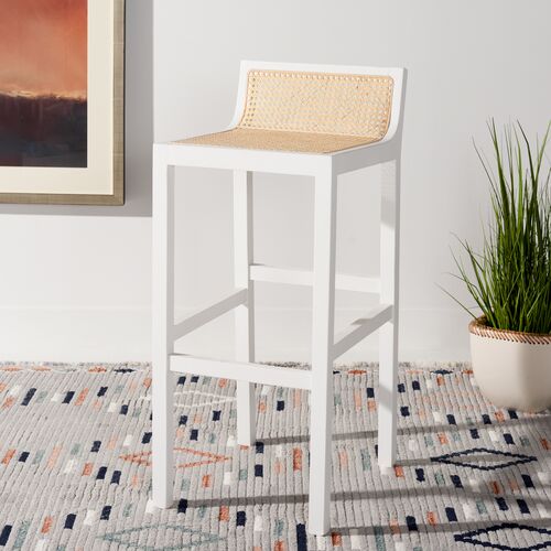 Addison Low Back Cane Barstool - White — Planner 5D