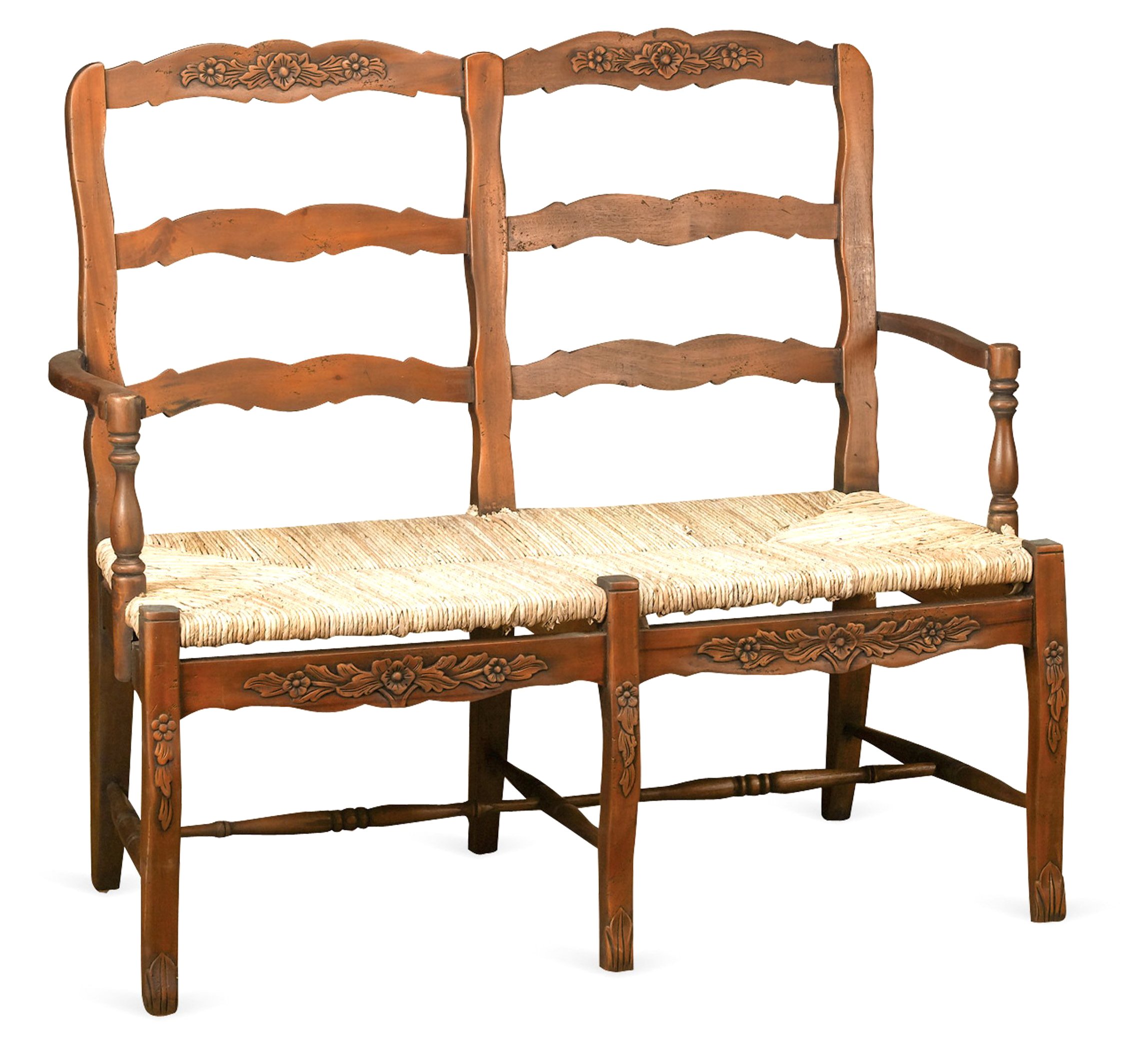 Catherine 2-Seater Bench, Walnut/Jute | One Kings Lane
